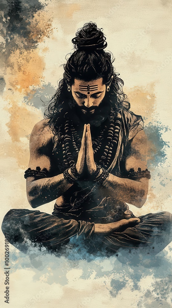 Shiva in Padahastasana forward bend pose, symbolizing surrender and ...