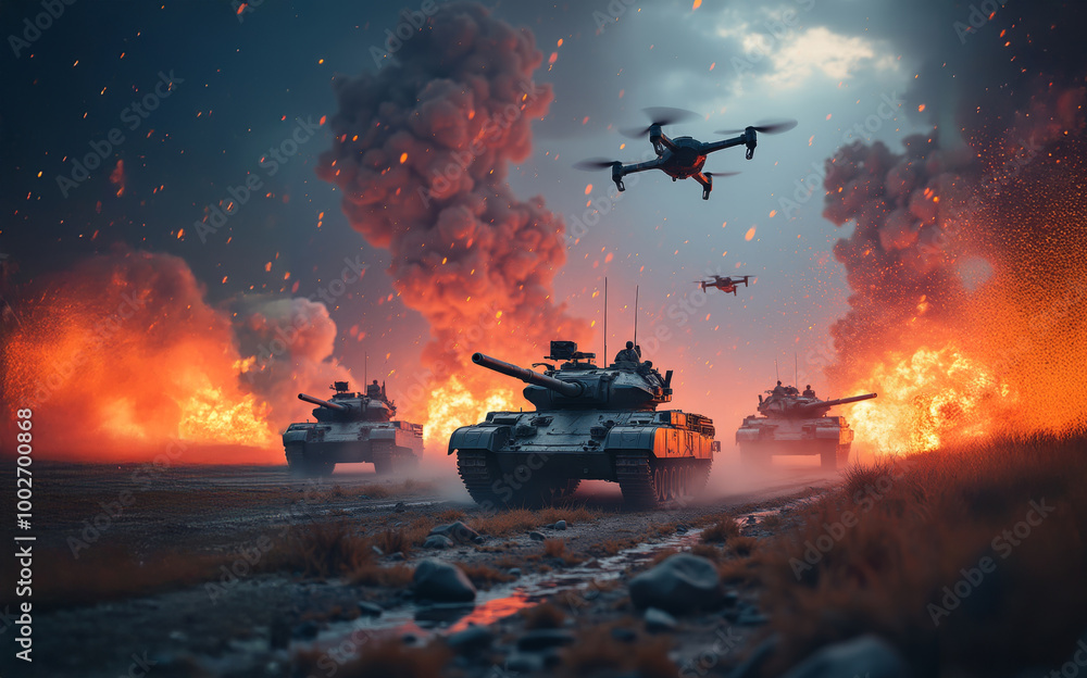 Artificial Intelligence in warfare system. Epic battle with drones and ...