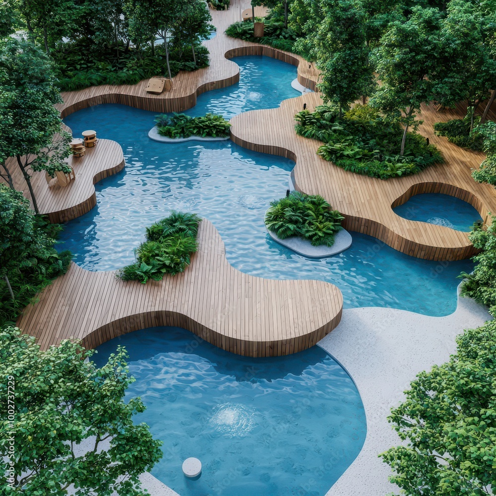 Eco-friendly playground with modular smart structures, recycled ...