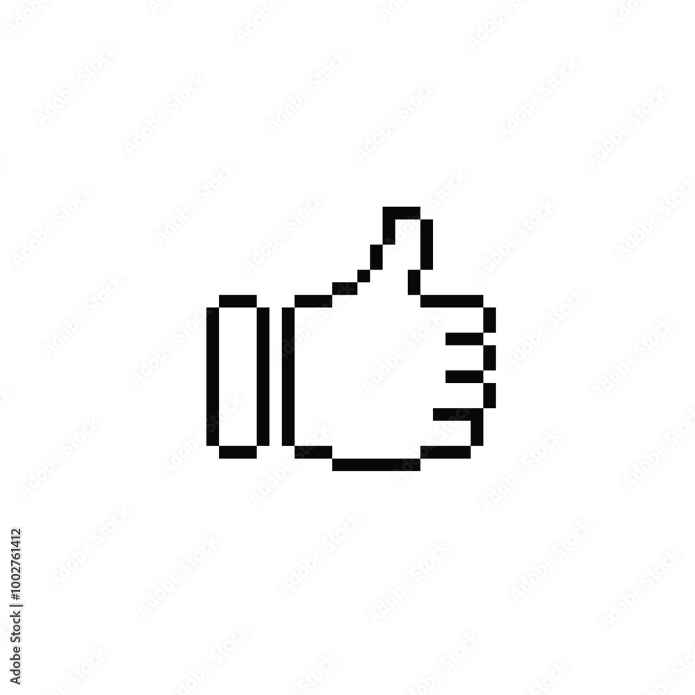 pixel thumbs up icon. Vector pixel art thumbs up 8 bit logo for game ...