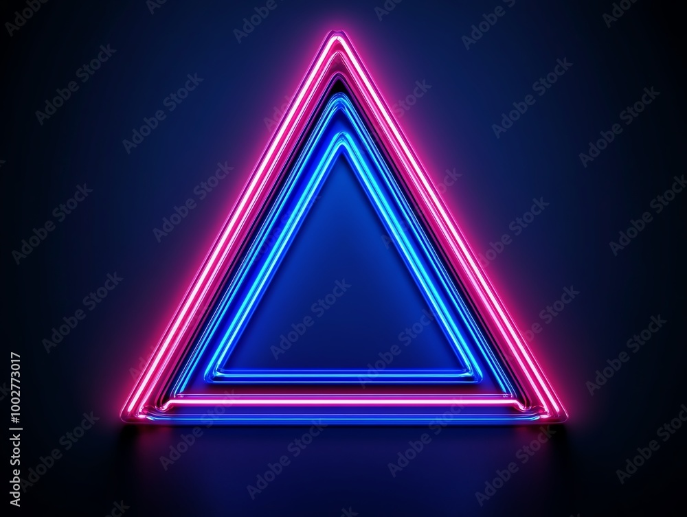 Neon triangle tunnel with a retro 80s feel, glowing lines and gradient ...
