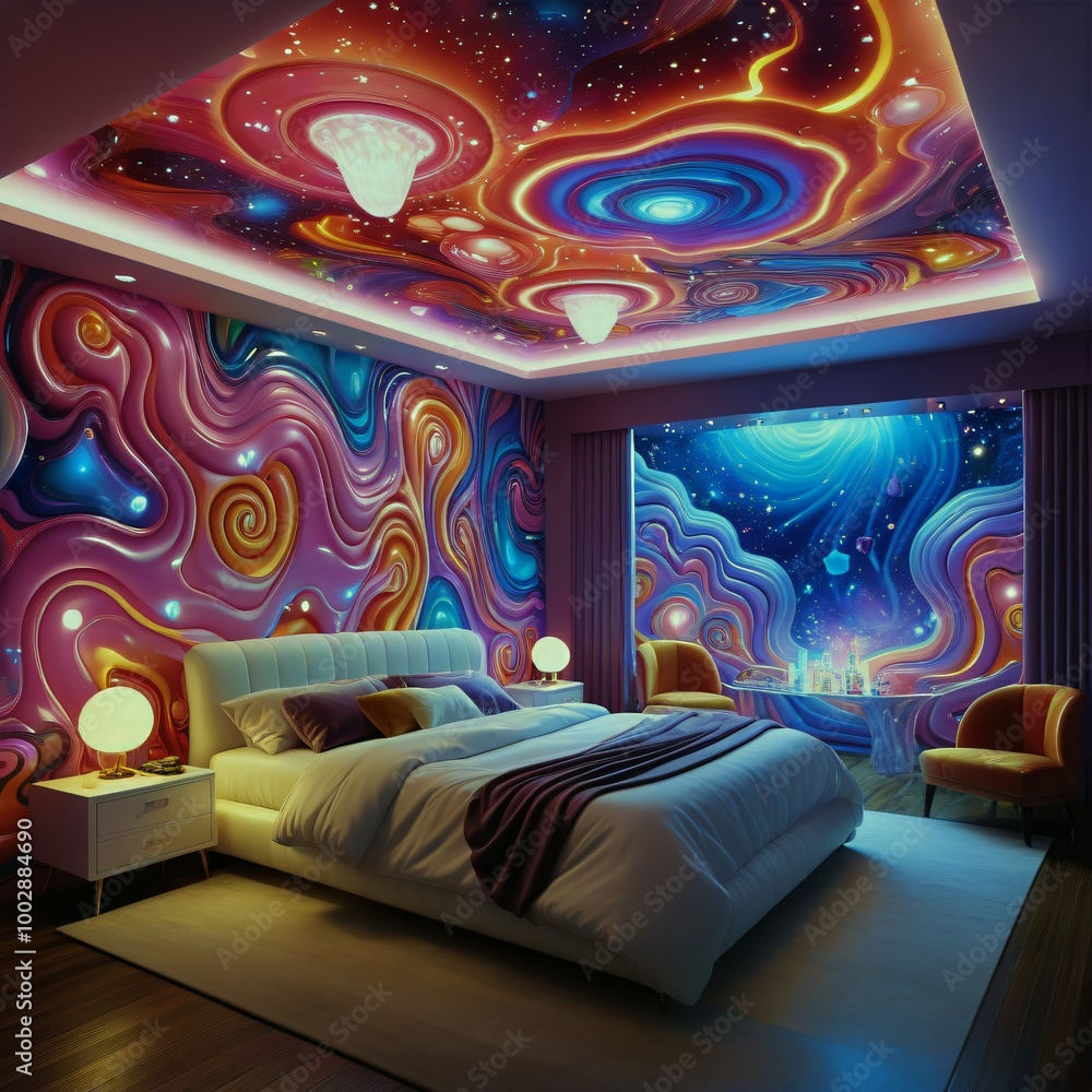 Psychedelic Architecture - A.I.-Generated Art Stock Illustration ...