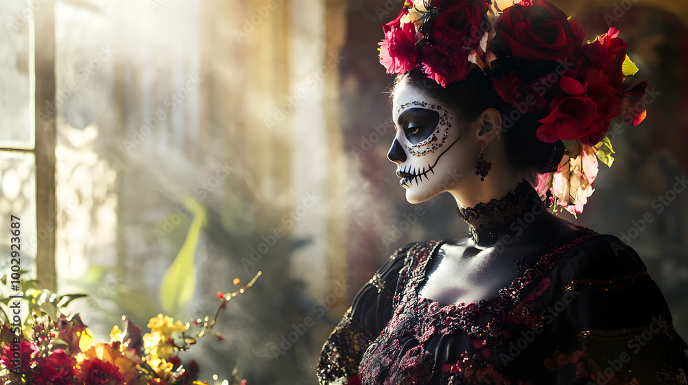 una mujer disfrazada y maquillada de la catrina tradicion mexicana para ... una mujer disfrazada y maquillada de la catrina tradicion mexicana para ...