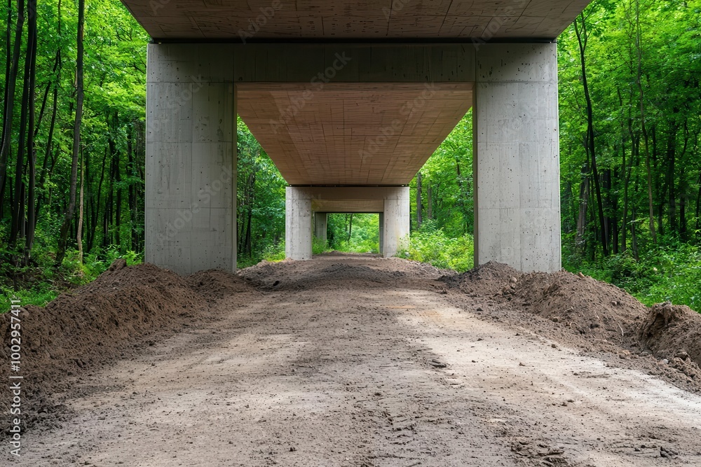 Eco-bridge construction designed to allow wildlife to safely cross ...