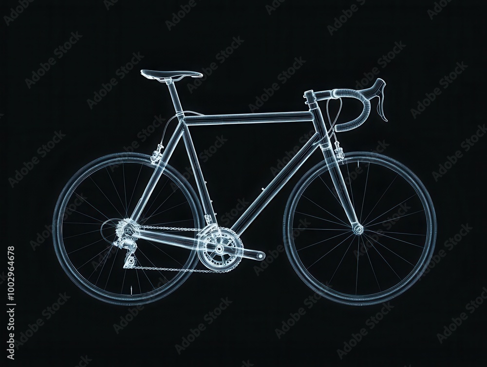Technical drawing of a bicycle frame, illustrating weld points, tube ...