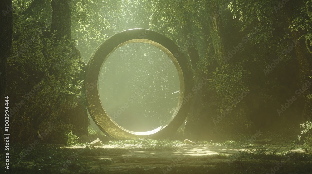 Enchanted Portal Opening in Lush Forest - Gateway to a Magical Realm of ...