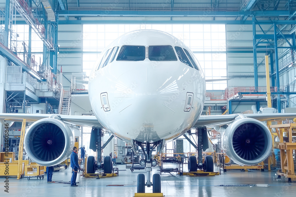 Industrial assembly line for manufacturing aircraft components, with ...