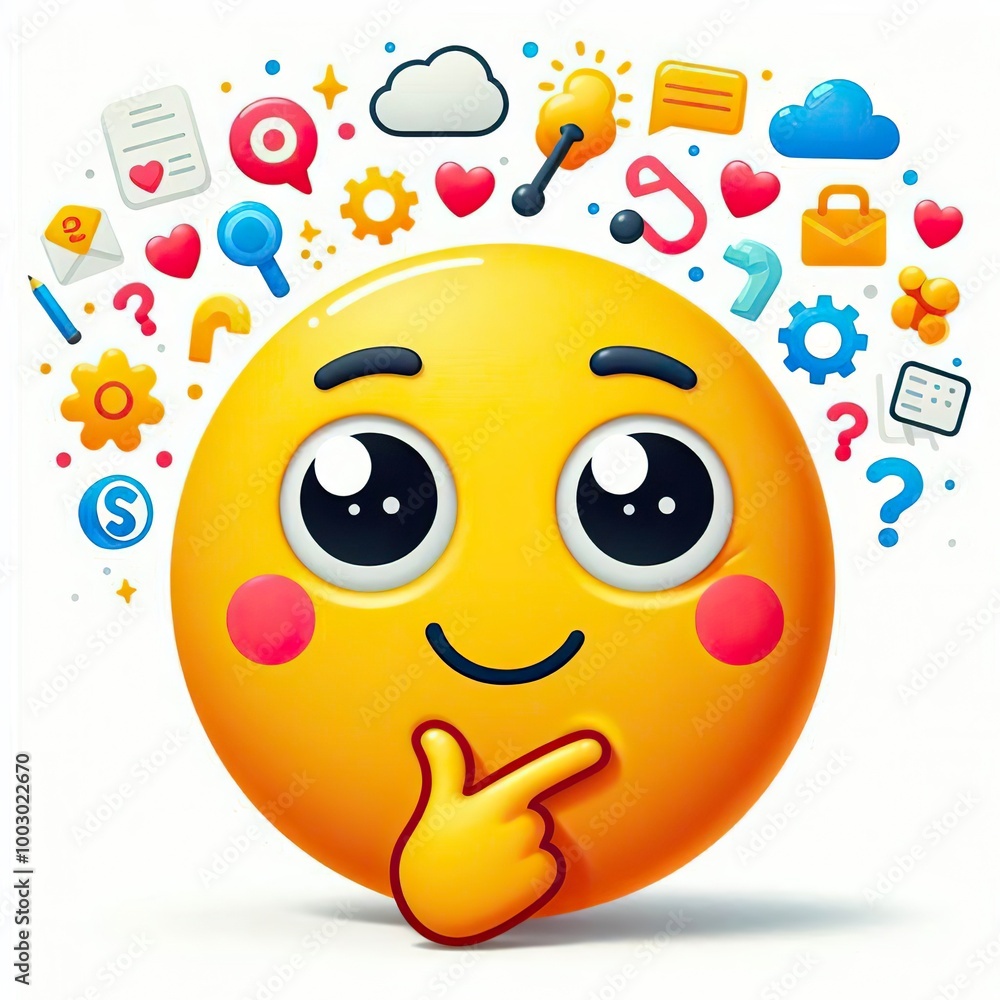 Thinking face emoji icon, face emoticon isolated on white background ...