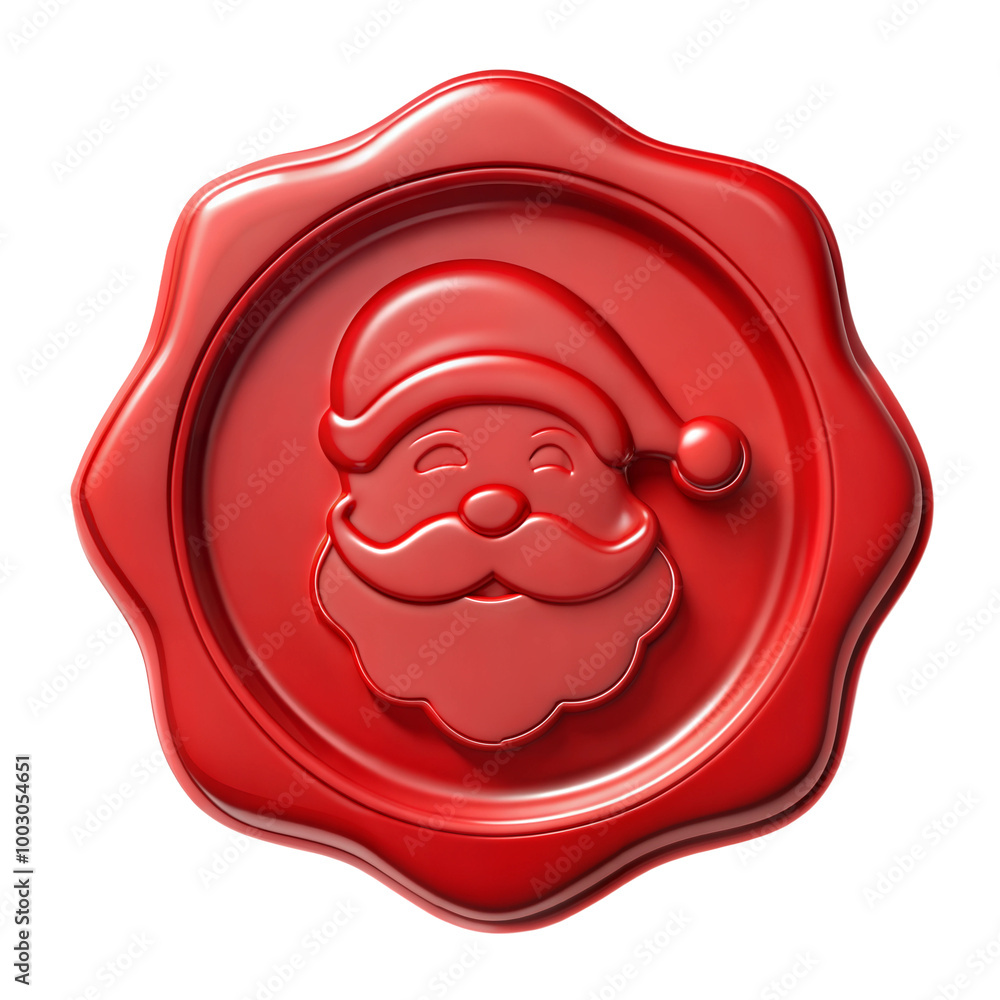 Red Christmas Wax Seals with Santa Claus face, isolated on white ...