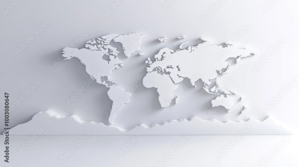 Ilustración de Stock Minimalist World Map with Topography Lines, A ...