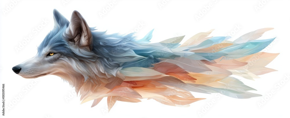 Animated wolf abstract wallpaper. generative AI in pastel colors Stock ...