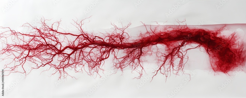 A detailed radiographic arteriogram of the abdomen, with contrast dye ...