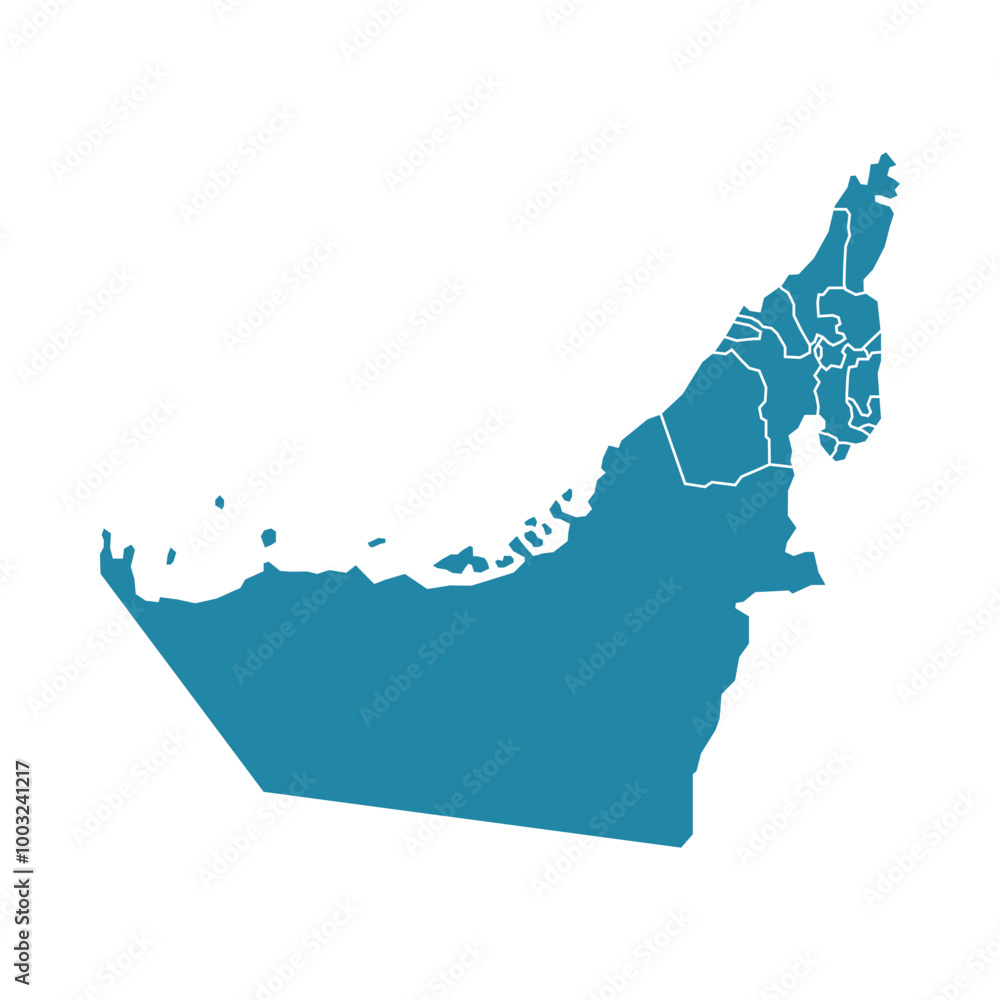 uae map with regions isolated on white background. Map of uae. Vector ...