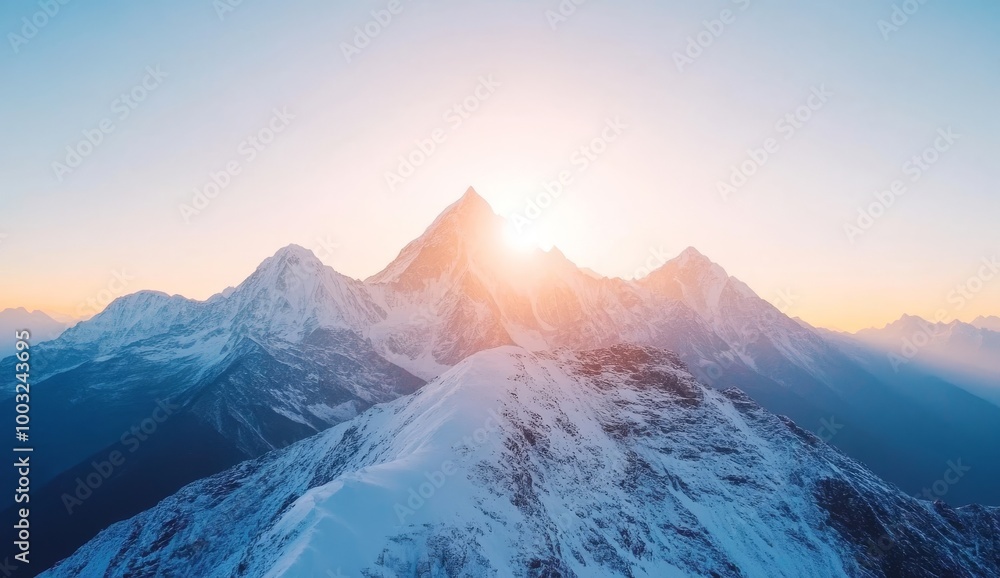 This sunset picture shows the Himalayan mountain range rising above the ...