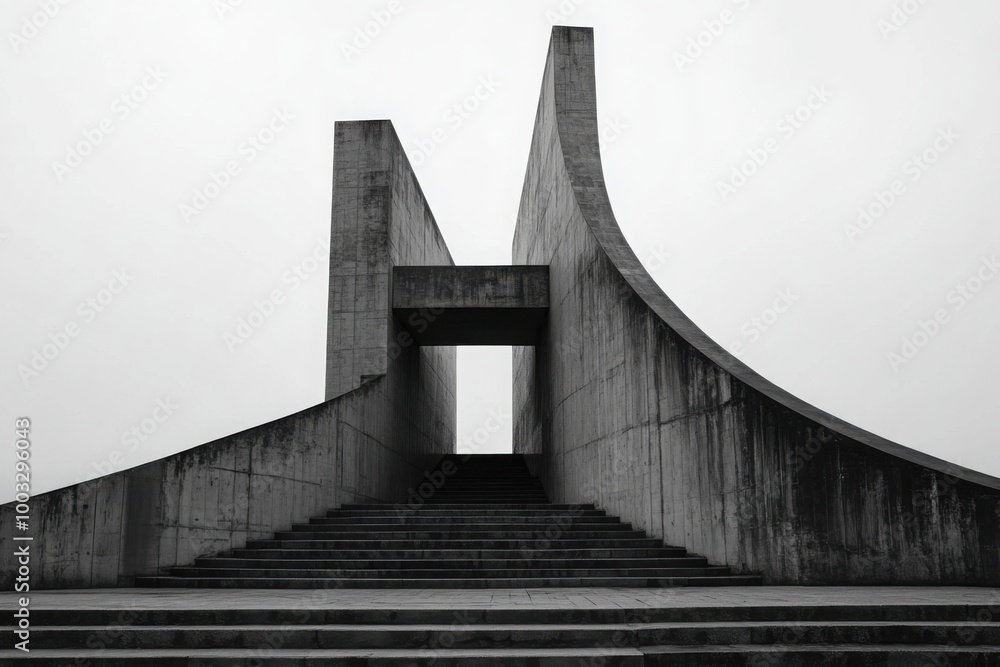 Soviet-era brutalist monument, with copy space Stock Photo | Adobe Stock