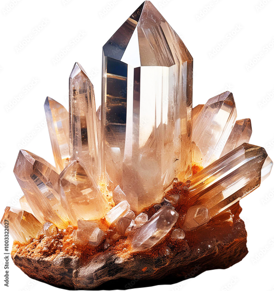 Quartz crystals on rock on transparent background. Generative AI. PNG ...