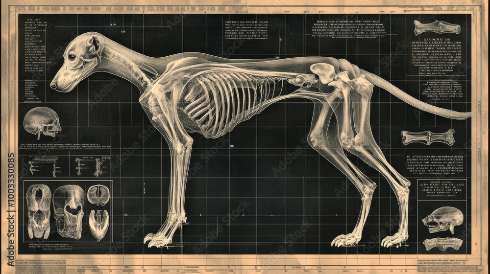 This is an X-ray illustration depicting the skeletal structure of a ...