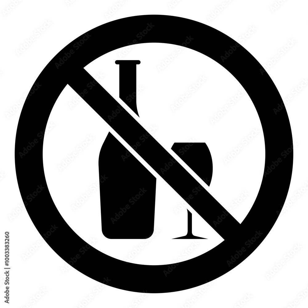 ISO prohibition safety signs symbol and pictogram only_no alcoholic ...