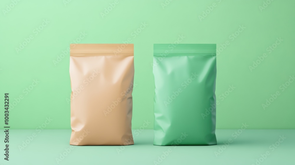 Minimalist chip bag mockup design, two-tone color scheme with modern ...