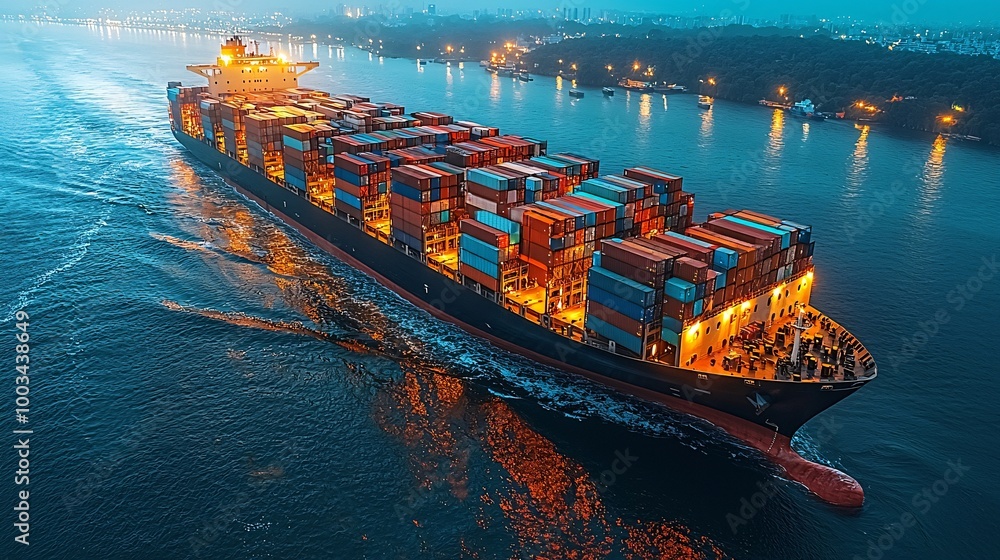 AI technology enhancing global supply chains, with container ship ...