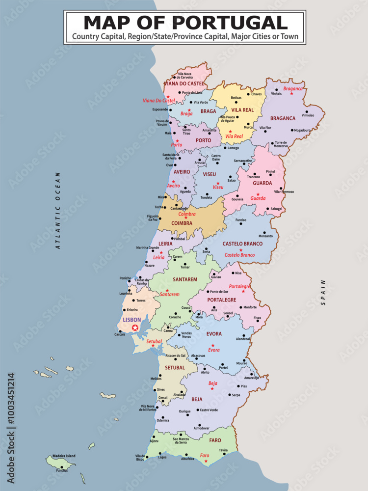 European Country Geography Political map. Political map of country with ...