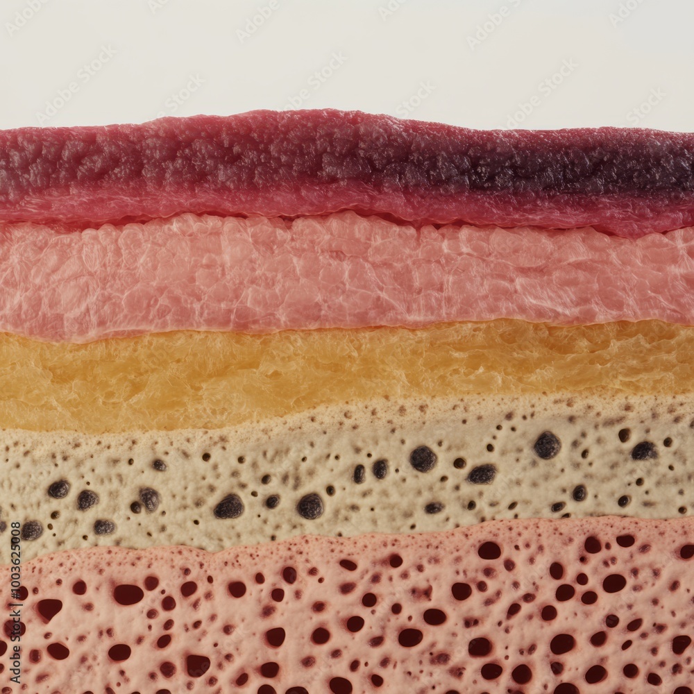 Digital illustration of the human skin layers, showing the epidermis ...