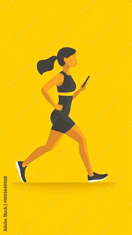 Woman scrolling on her smartphone flat design, side view, digital ...