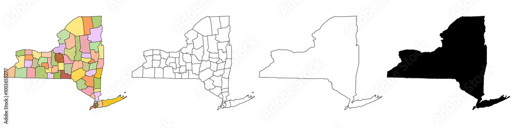 New york administrative map, New York outline and counties state map ...