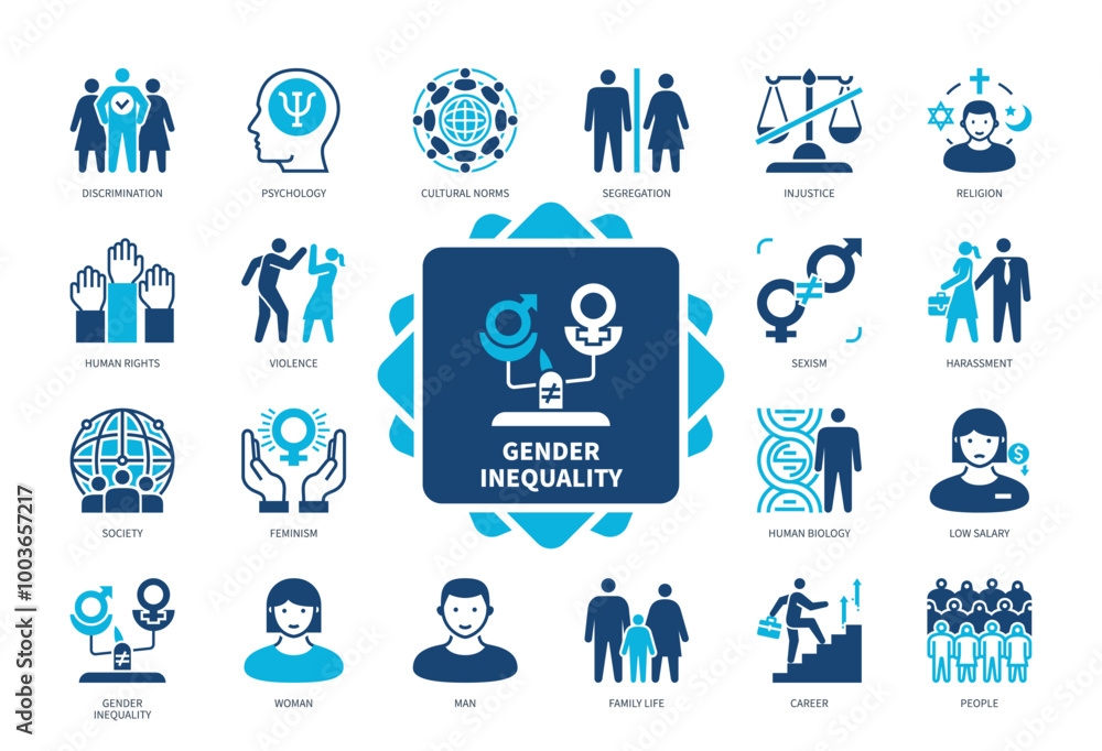Gender Inequality icon set. Discrimination, Segregation, Feminism ...
