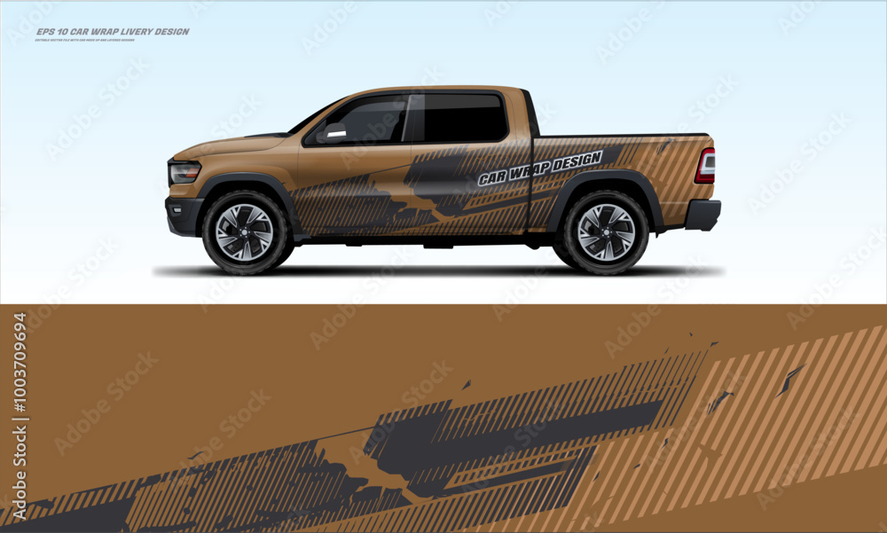 Sporty car, van, truck wrap livery design brown color combination Stock ...