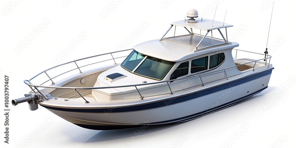 boat concept, white background, fishing boat, aquatic, A detailed ...