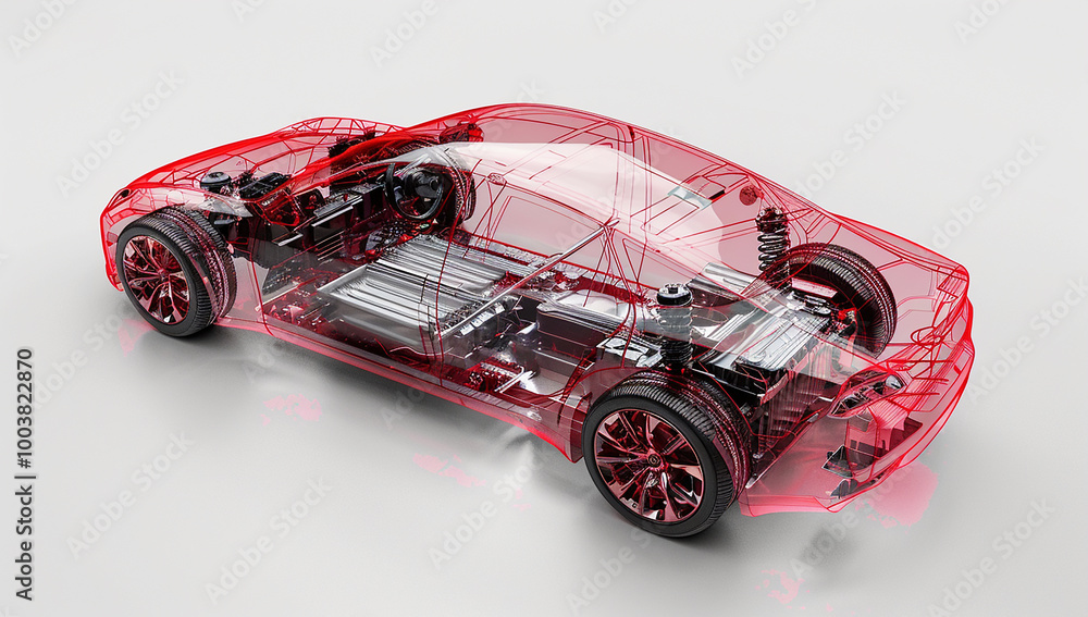 A detailed image of the internal structure of an electric vehicle ...