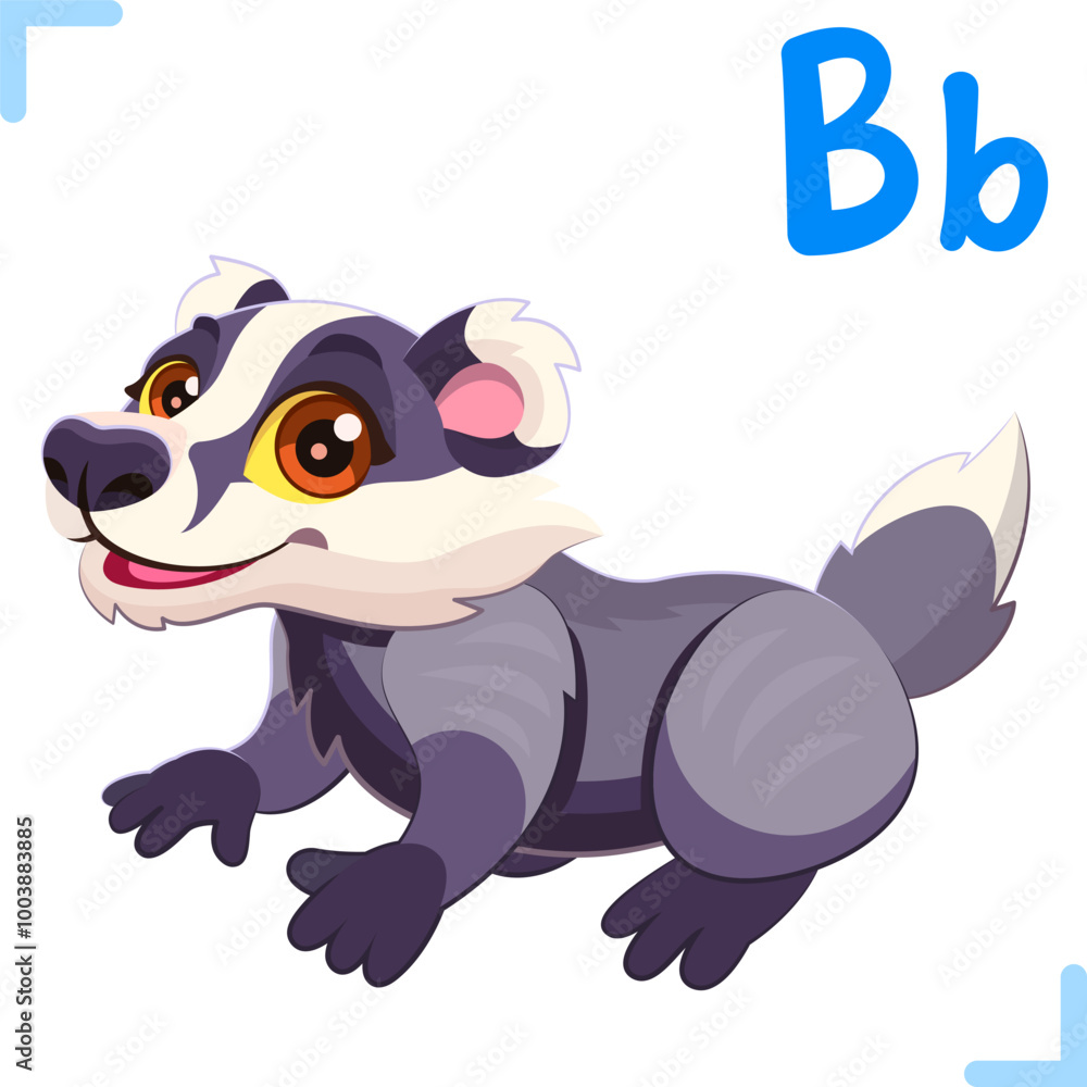 Vector cartoon illustration of a badger with letter "B" - design for ...