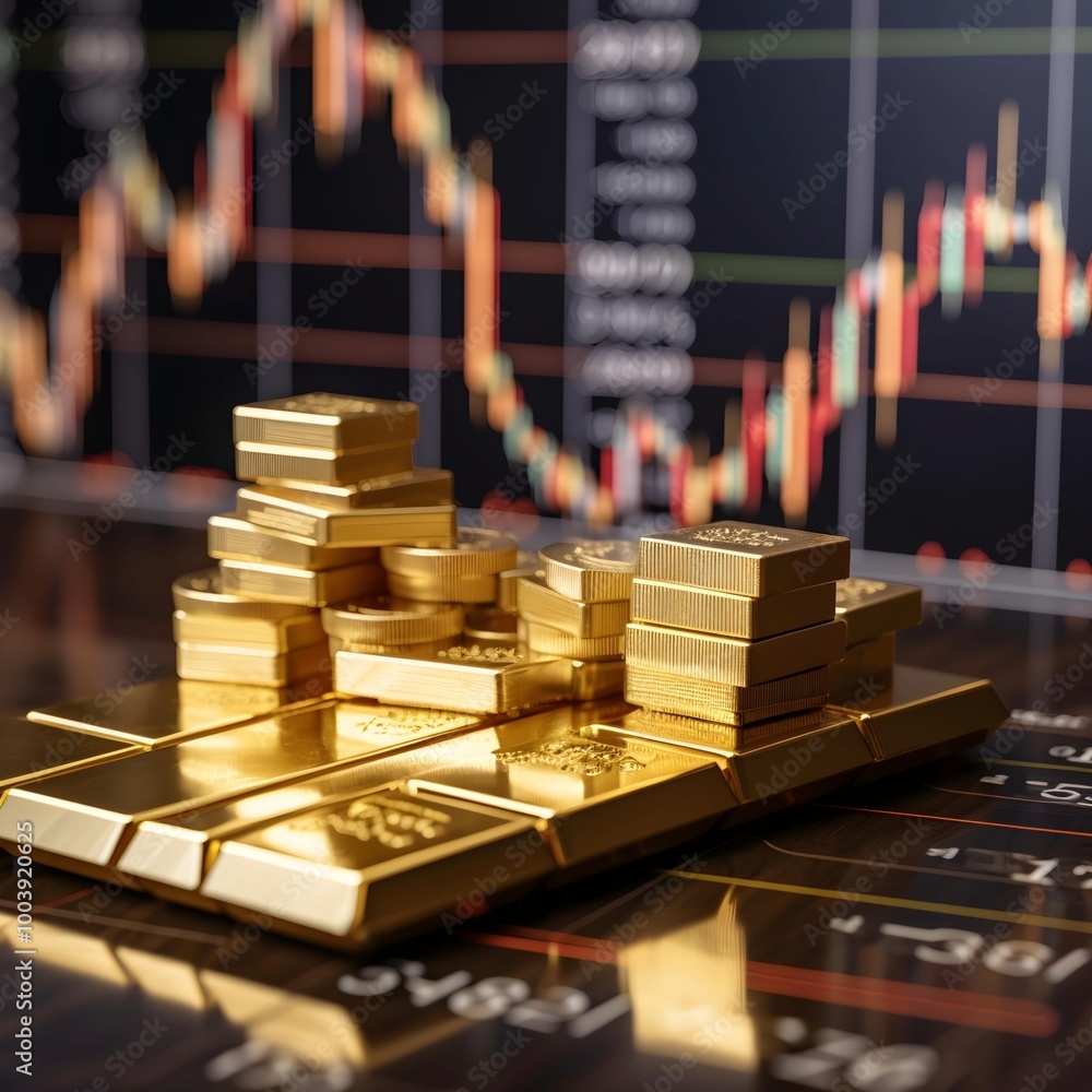 Gold bars. Investment chart. Pure gold for wealth accumulation. Bars of ...