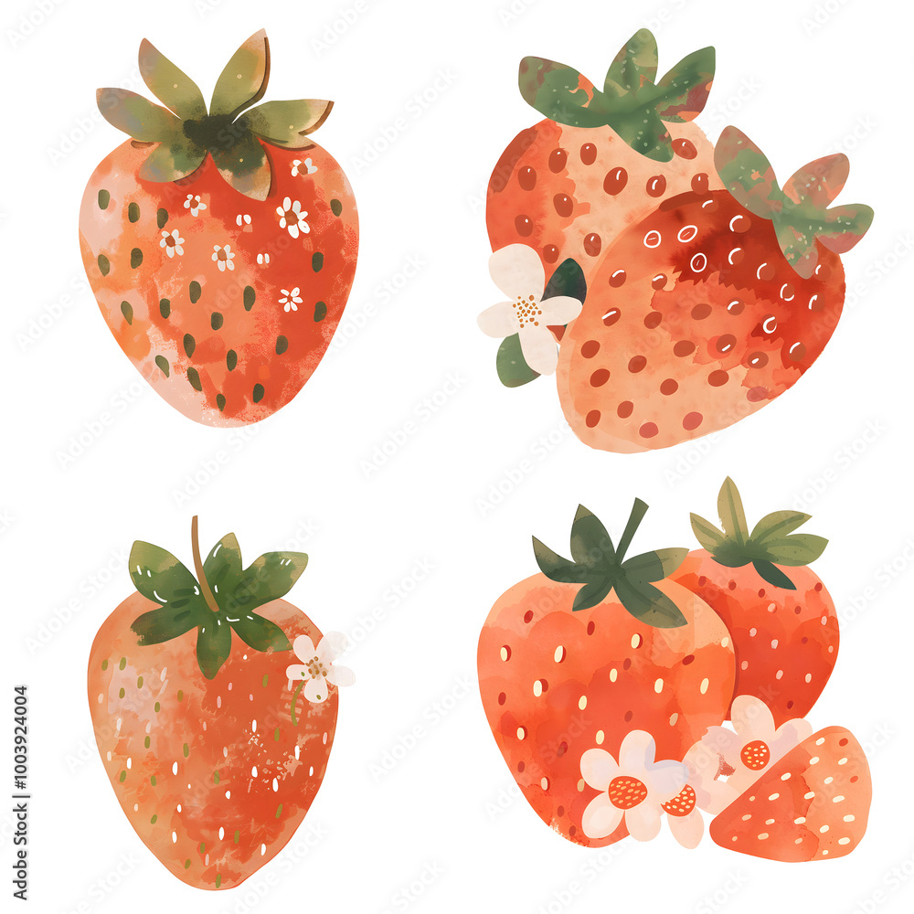 watercolor style strawberry vector PNG, cute poster, vector element ...