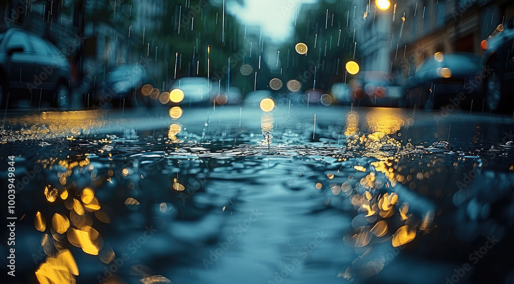 Heavy rainfall in the street, Flooded city streets, major flood ...