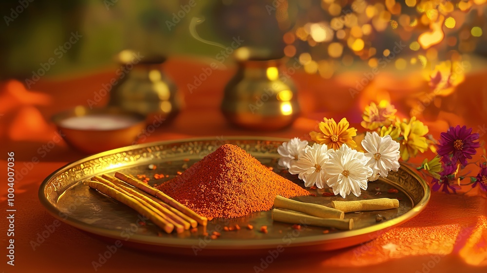 Beautifully Decorated Pooja Thali for festival celebration to worship ...