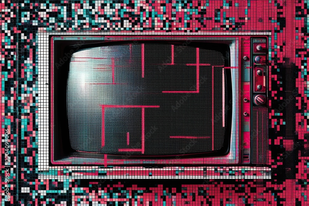 Nostalgic VHS Interference Overlay with Distorted Retro Television ...