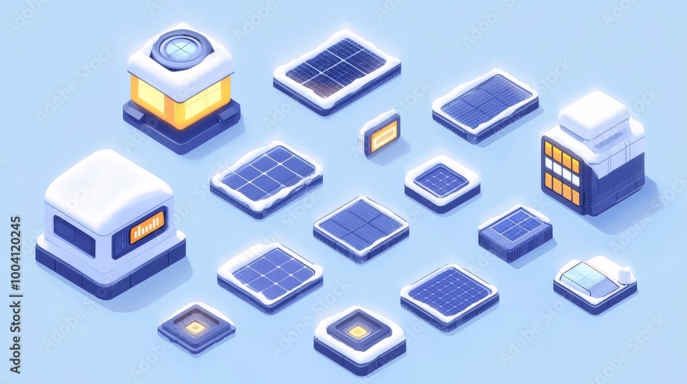 Stock-Illustration „Solar cell equipment component depicted in an isometric perspective in an on ...