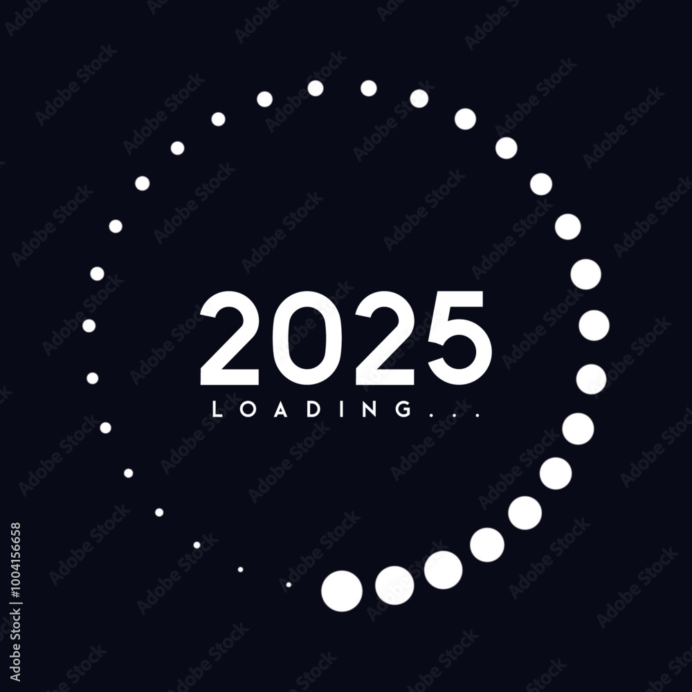 Loading 2025 with circles around vector Illustration loading 2025, new ...