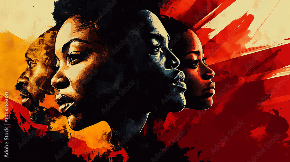 Black History Month Colorful Abstract Illustration – Group of Black ...