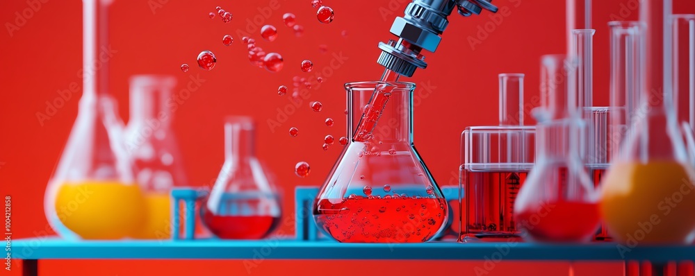 Lab bench with Bunsen burner and inoculating loops, microbiology, 3D ...