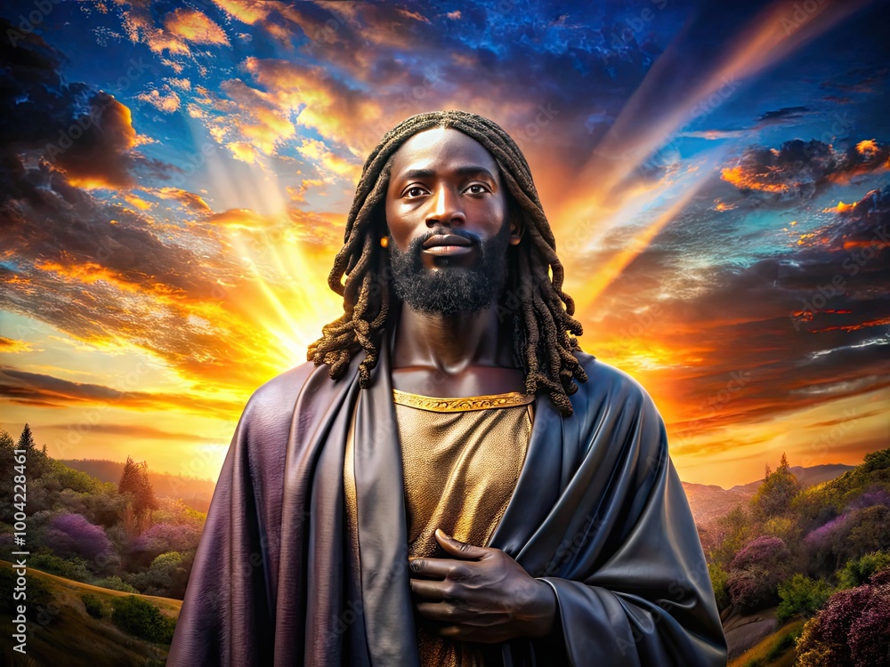 Artistic representation of a black figure symbolizing Jesus in a ...
