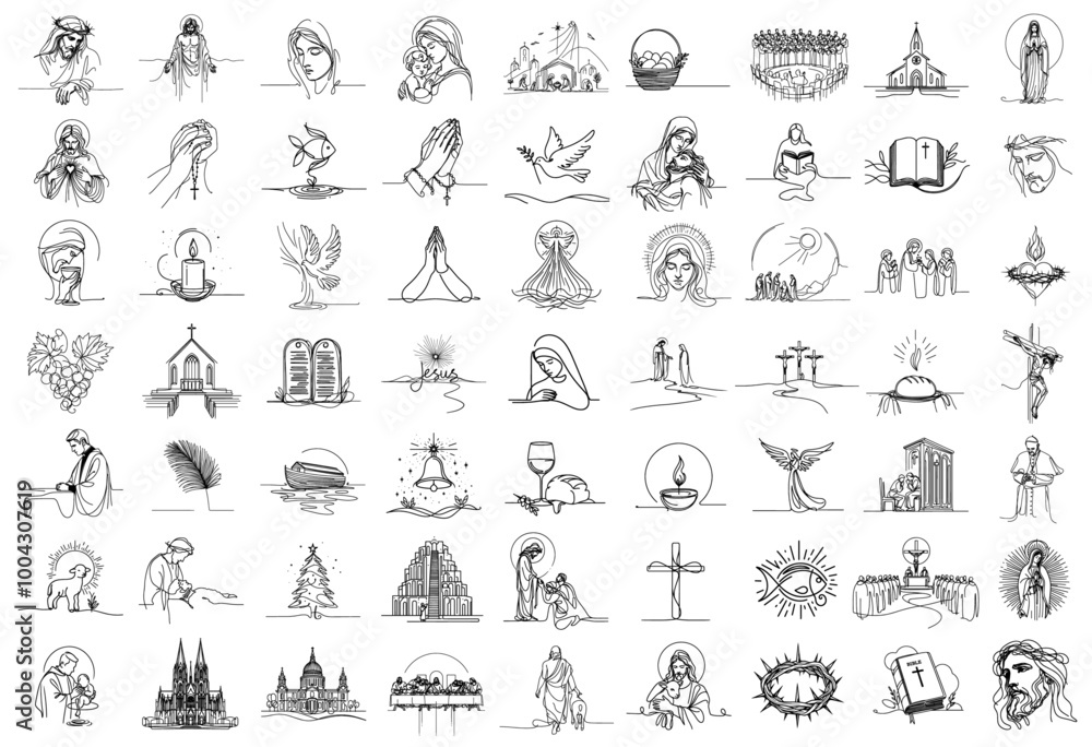 collection of christian symbols representing faith and spirituality ...