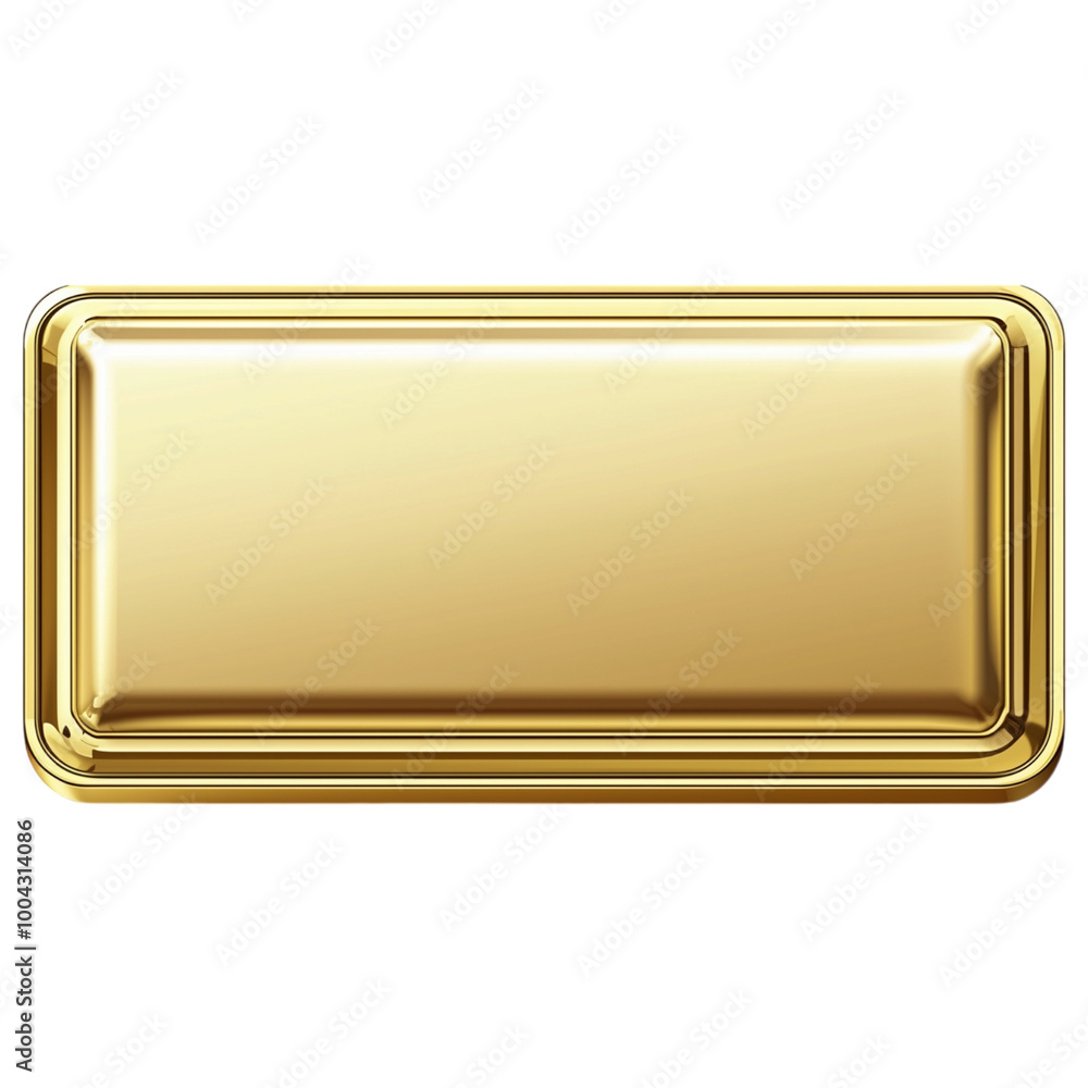 Shiny rectangular gold bar with smooth surface on a transparent ...