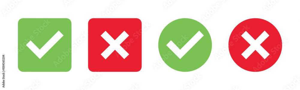 check mark icon button set. check box icon with right and wrong buttons ...