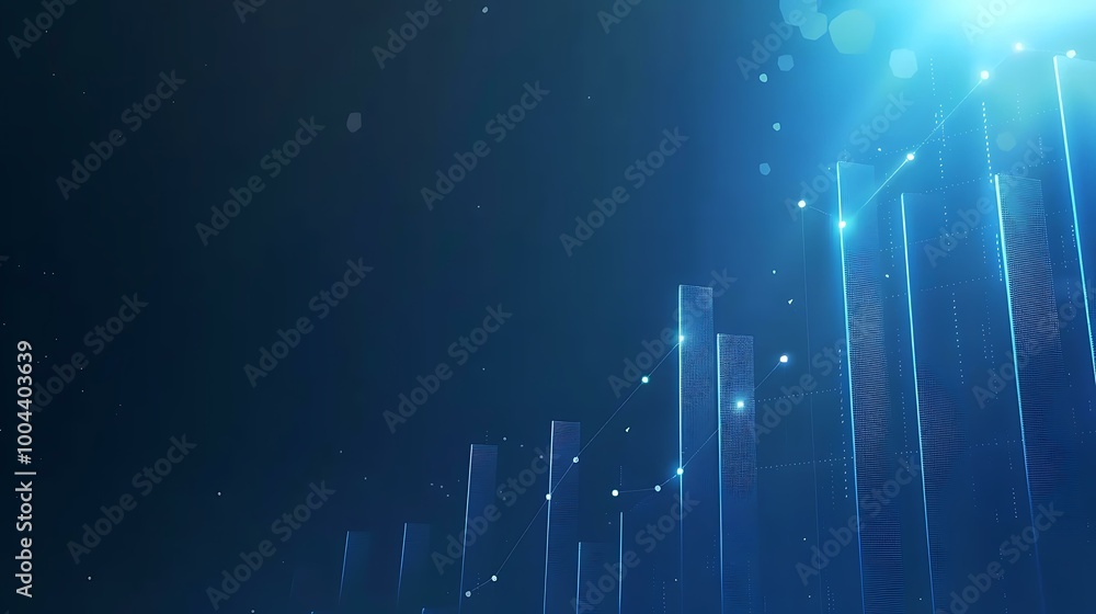 A sleek bar chart with a blue gradient background, showing financial ...