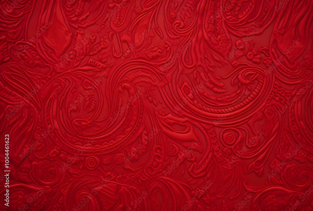 Red Paisley Pattern Velvet Fabric Background Stock Photo | Adobe Stock