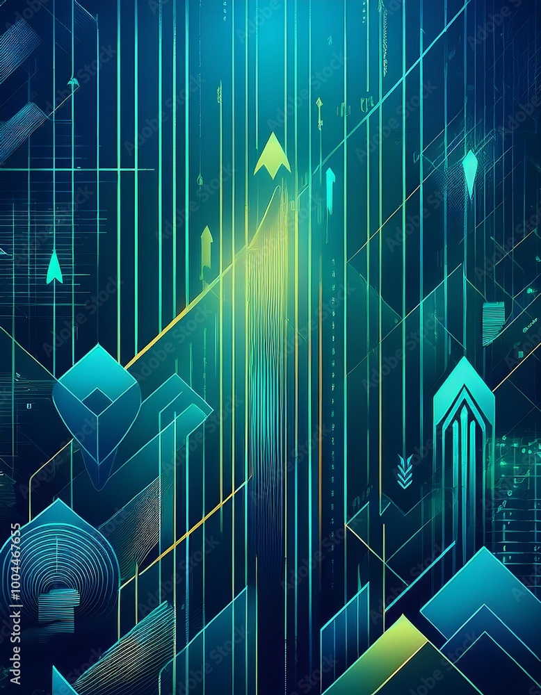 Abstract finance background with geometric shapes and lines in a ...