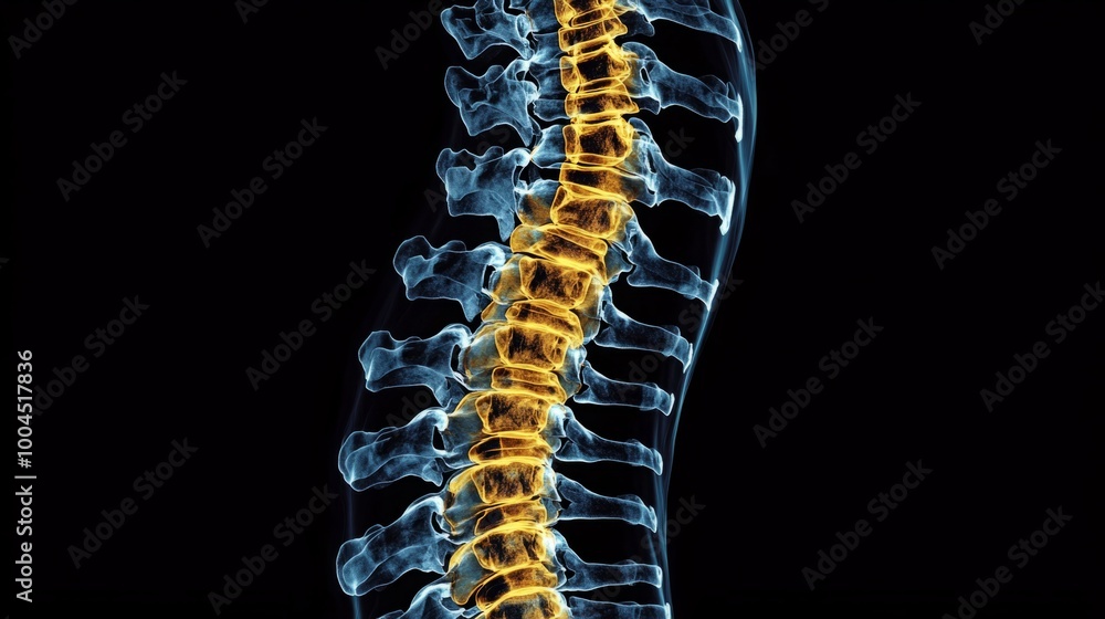 Digital X-Ray Reveals Lumbar Spine with Highlighted Pain Points ...